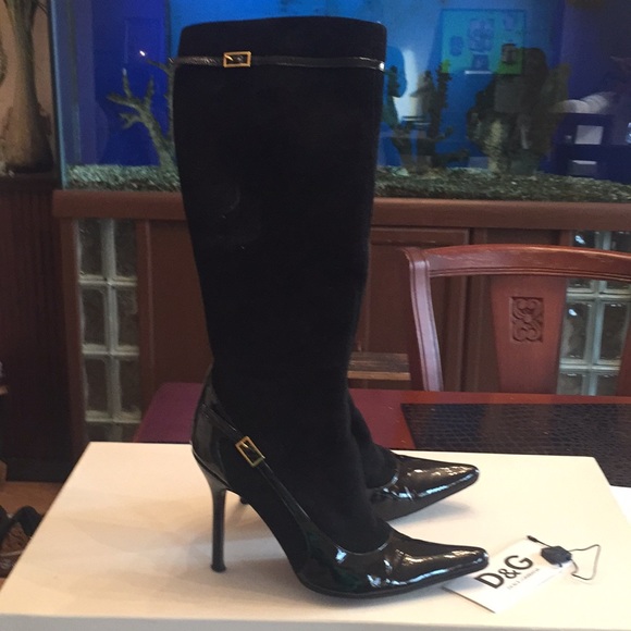 D&G | Shoes | Dg Knee Suede And Patent Leather Boots | Poshmark